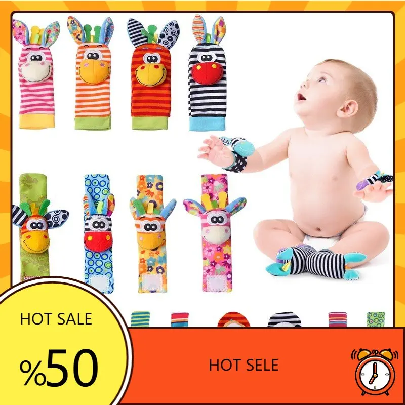 Cartoon-Baby-Rattles-Socks-Plush-Wrist-Strap-Newborn-Infant-Kids-Animal ...