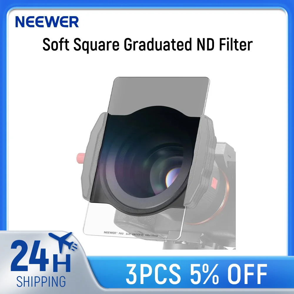 NEEWER Soft Square Graduated ND Filter 100X150mm Gradient ND8 Slim with ...