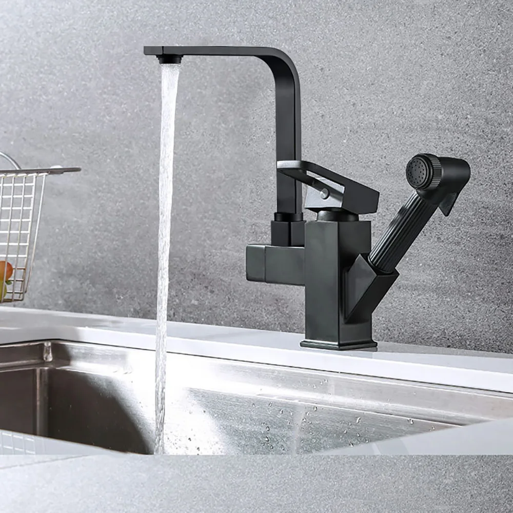 TianviewBlack-kitchen-faucet-pull-out-faucet-multi-function-pressurized ...