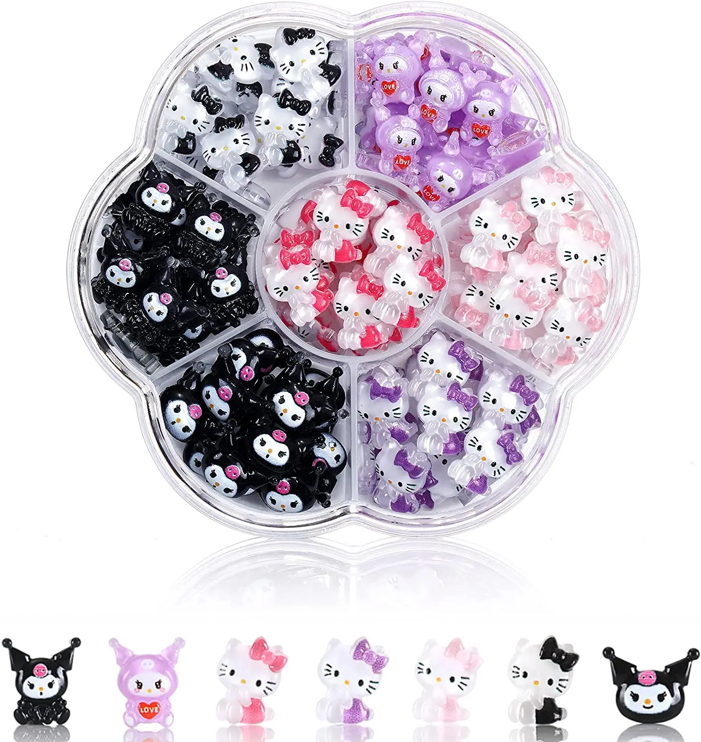 140Pcs Sanrio Nail Charms 3D Slime Resin Flatbacks Hello Kitty Kuromi ...