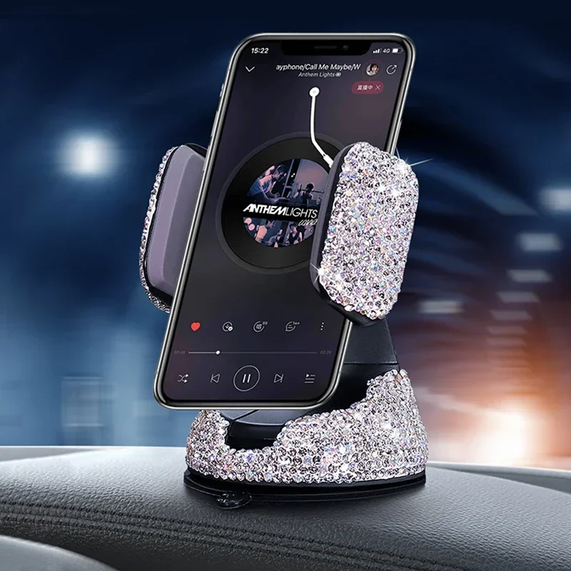 Diamond-Bling-Shiny-Car-Phone-Holder-Rhinestone-Crystal-Mount-Universal ...