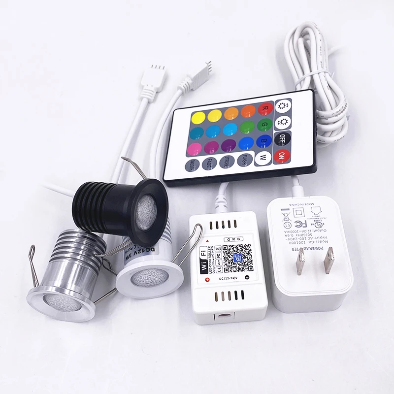 3W RGB Mini LED Downlight with Transformer 110V 220V Ceiling Spotlight ...