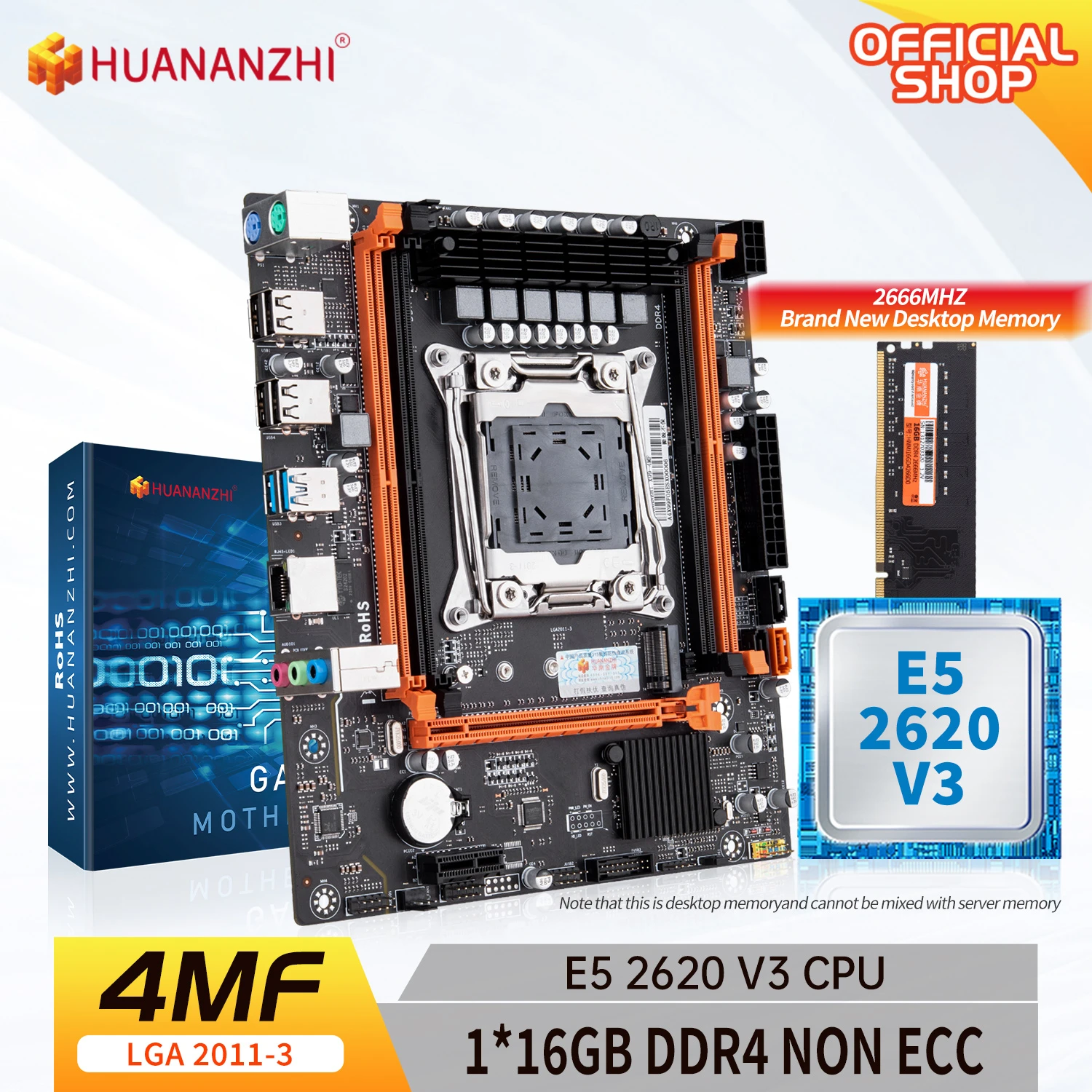 HUANANZHI X99 4MF LGA 2011-3 XEON X99 Motherboard with Intel E5 2620 v3 ...