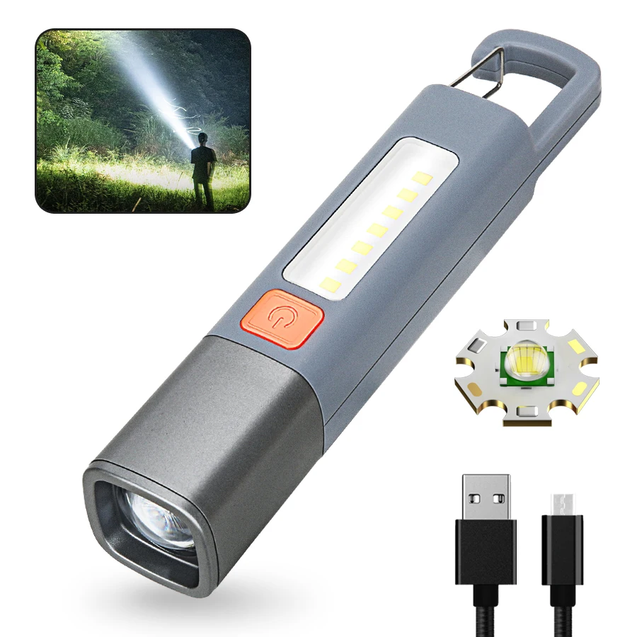 Mini-linterna-LED-port-til-recargable-por-USB-con-gancho-linterna-con ...