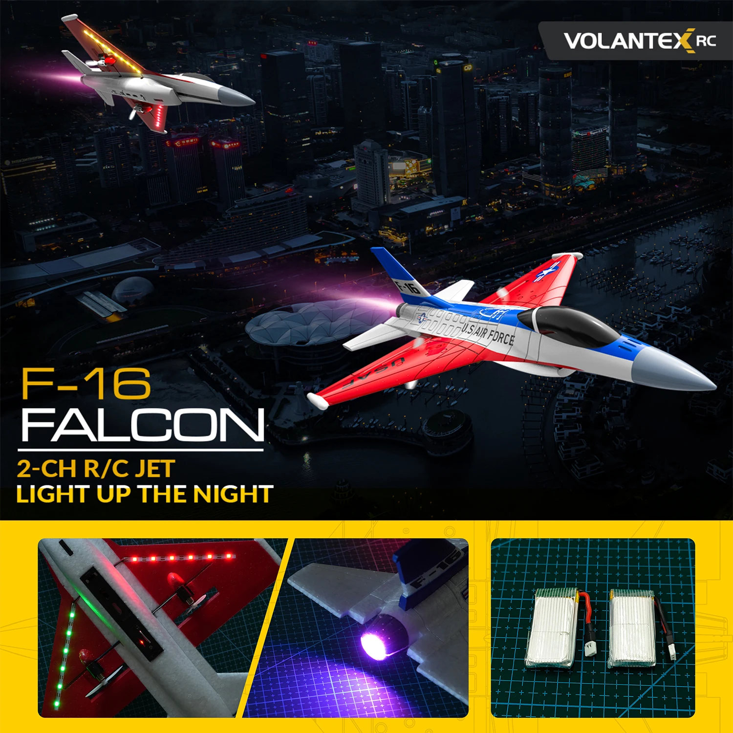 VOLANTEXRC-RC-Plane-2-4GHz-2-Channel-F-16-Falcon-RC-Airplane-Fighter ...