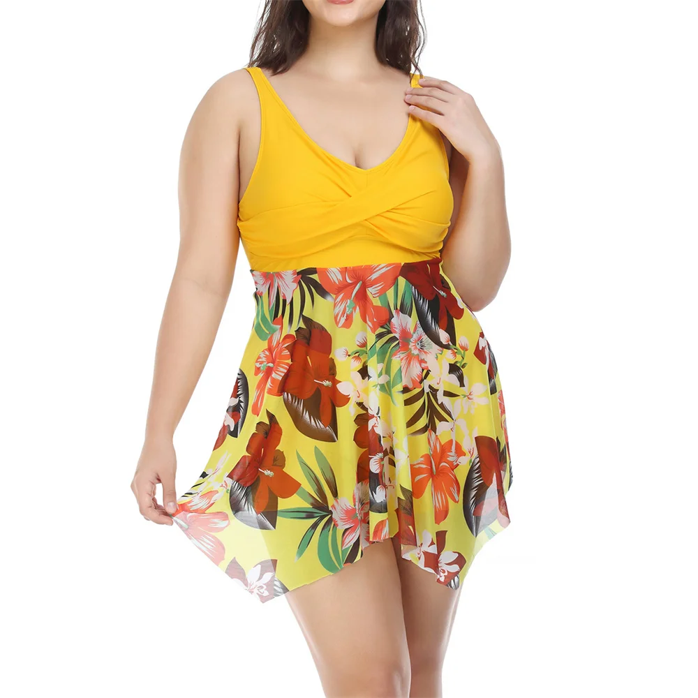 Foohoostore-Women-Oversized-Bikinis-Set-Leaves-Floral-Print-Tankini ...