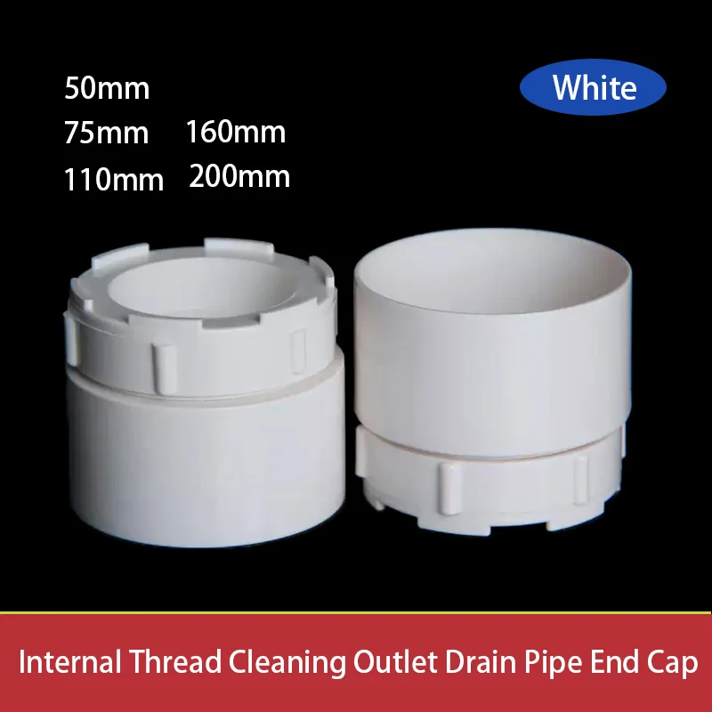 1~10PC White 50mm/75mm/110mm/160mm PVC Water Pipe Female Plug Spiral ...