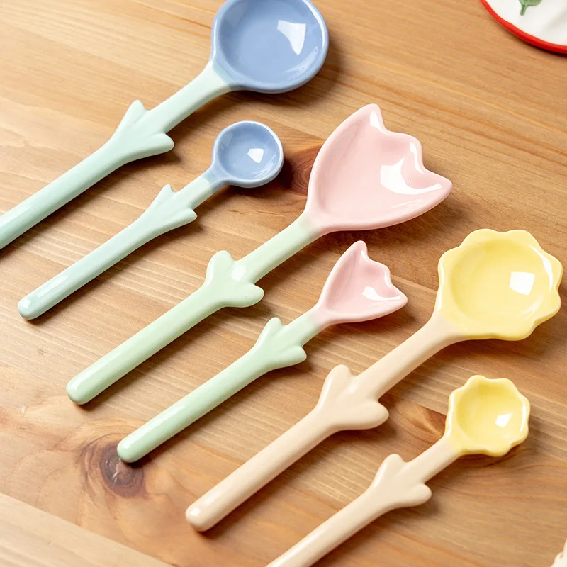 1Pc-Ceramic-Flower-Spoons-Tulip-Shaped-Creative-Ceramic-Spoon-Cute ...