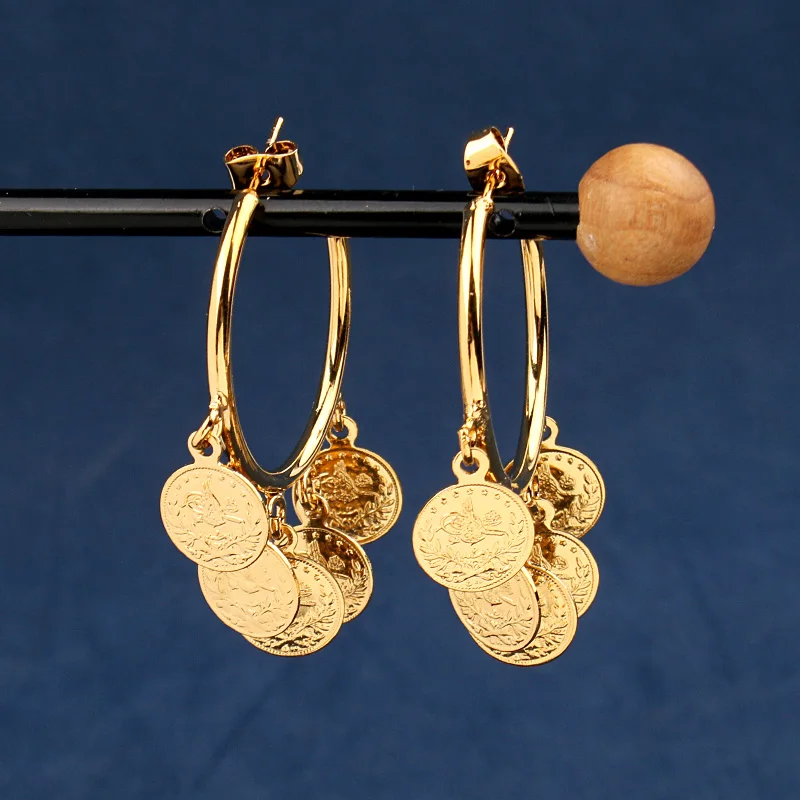 Turkish-Coin-Hoop-Earring-Gold-Plated-Fashion-Drop-Earrings-for-Women ...