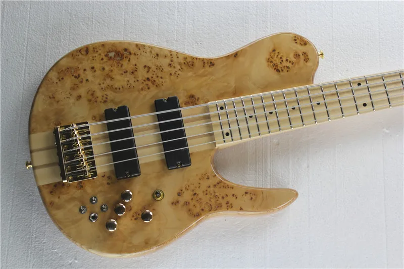 Custom-Natural-Wood-Burl-One-Piece-Neck-Through-5-Strings-Fodera ...