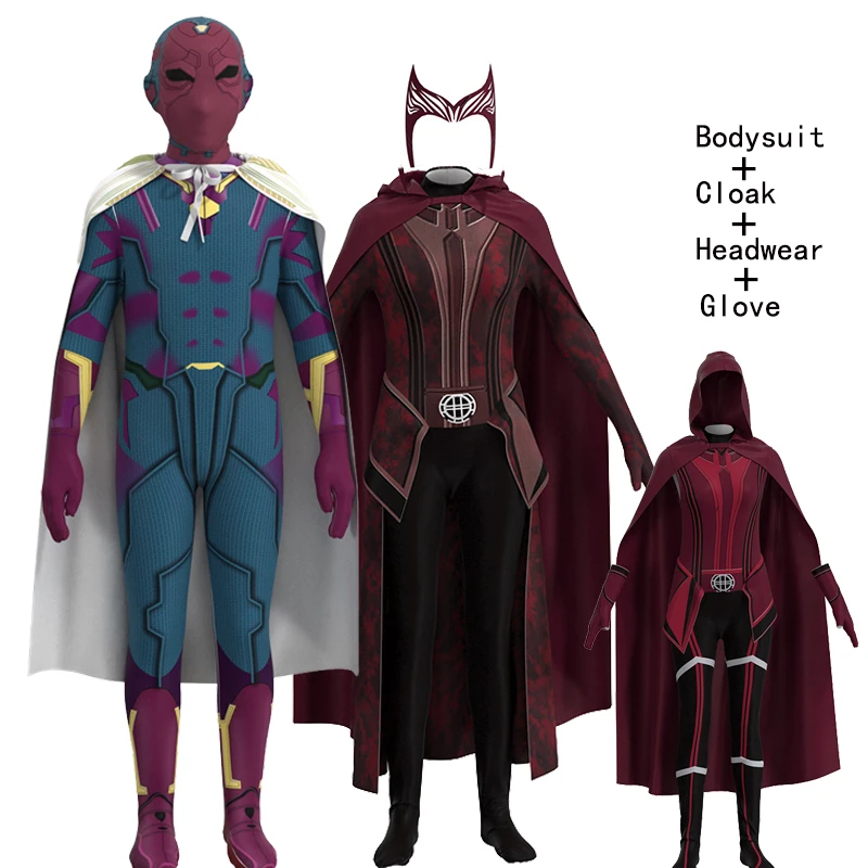 Wanda Vision Scarlet Witch Cosplay Girls Boys Bodysuit Kids Adults ...