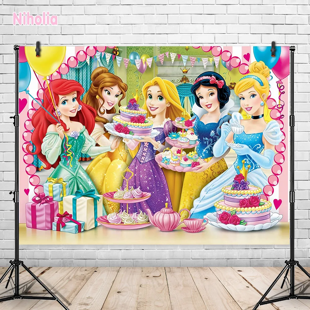 Disney-Princess-Theme-Photo-Backdrop-Princess-Girls-Kid-1st-Happy ...