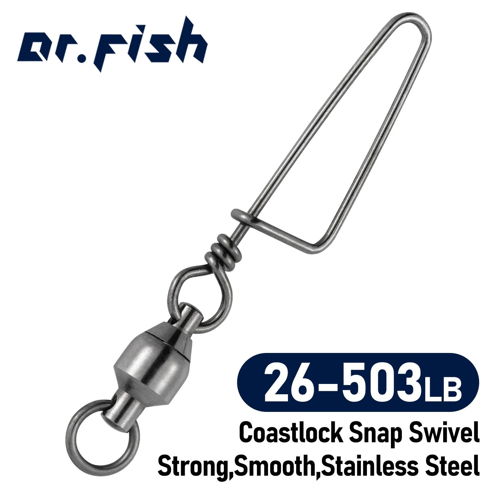 10/20pcs Fishing Swivels Snap Lock Rolling Ball Bearing Stainless Steel ...