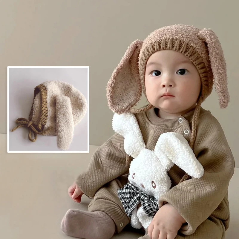Winter Plush Baby Bunny Hat Thick Warm Infant Ear Protection Cap ...