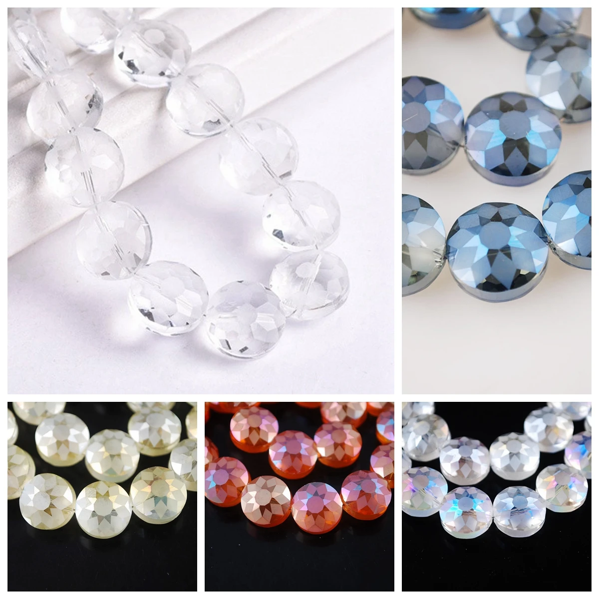 10pcs-14mm-18mm-Round-Faceted-Matte-Crystal-Glass-Loose-Oblate-Beads ...