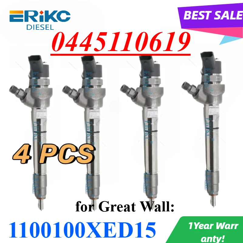 4PC 0445110619 Diesel Fuel Injection 0445 110 619 Egine Pump Sprayer ...