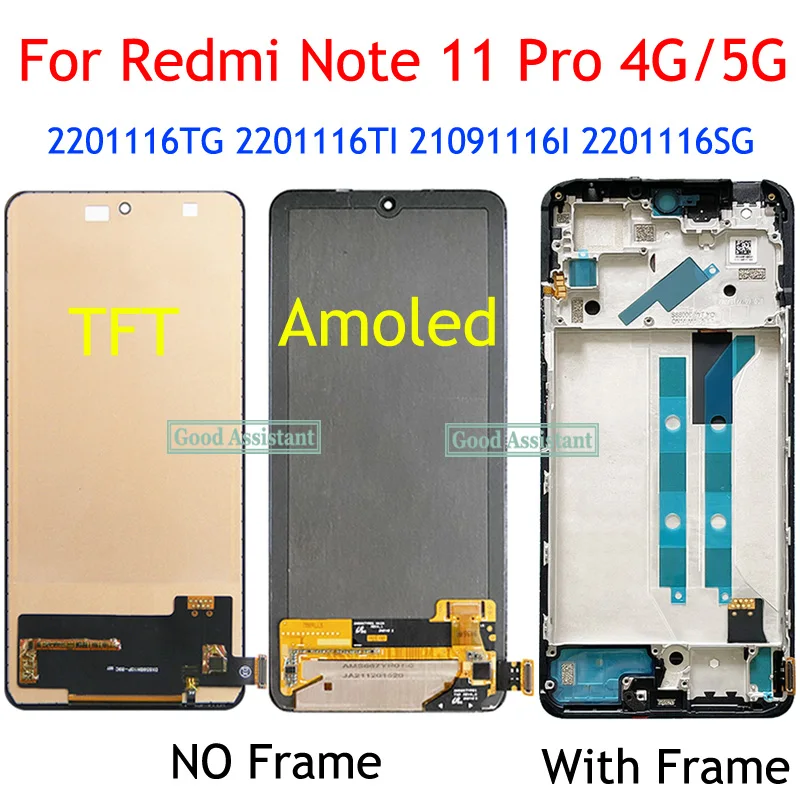 Original Amoled / Tft 6.67inch For Xiaomi Redmi Note 11 Pro 4g 5g Lcd Display Touch Screen ...