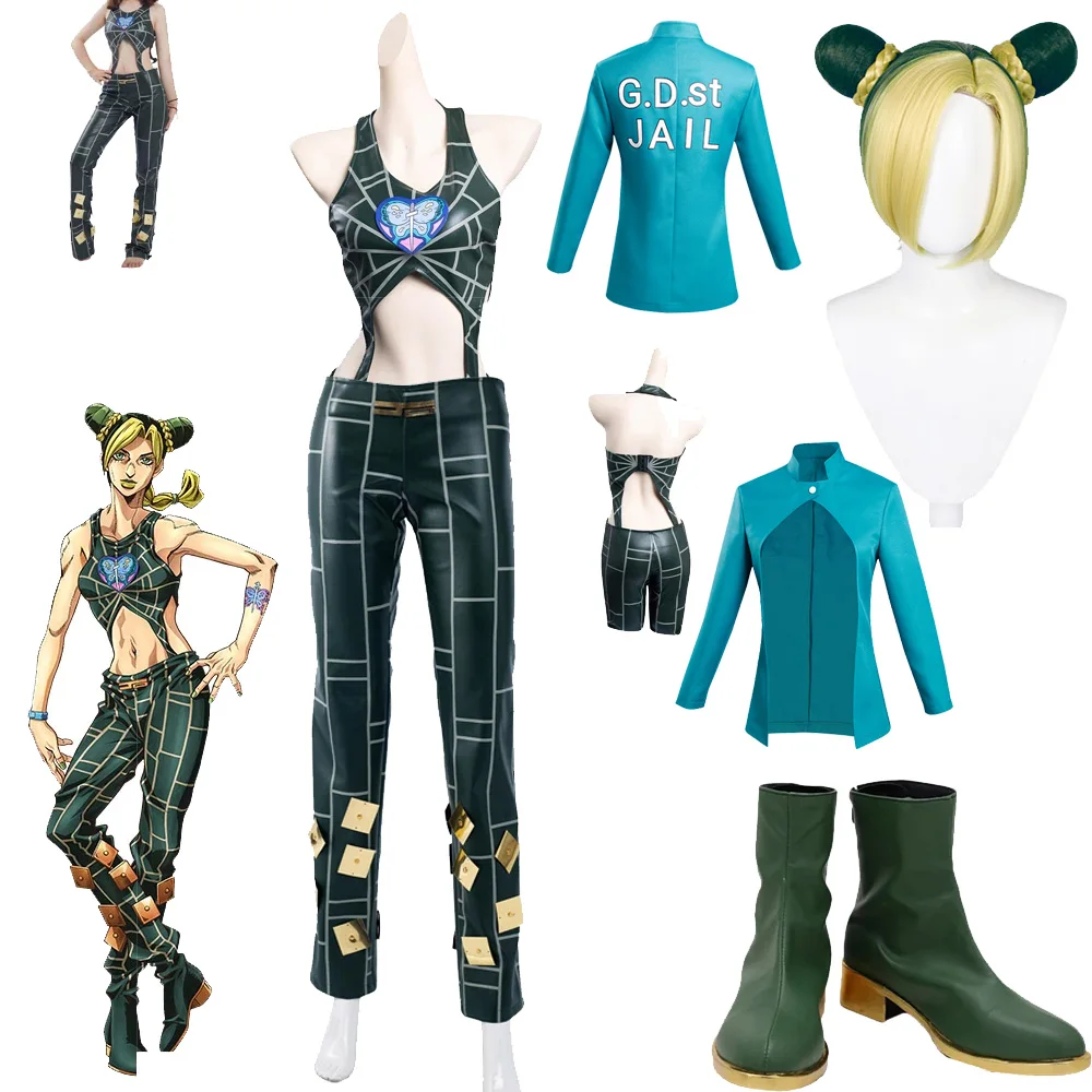 JoJo-s-Bizarre-Adventure-Jolyne-Cujoh-Cosplay-Costume-Top-Pants-Shoes ...