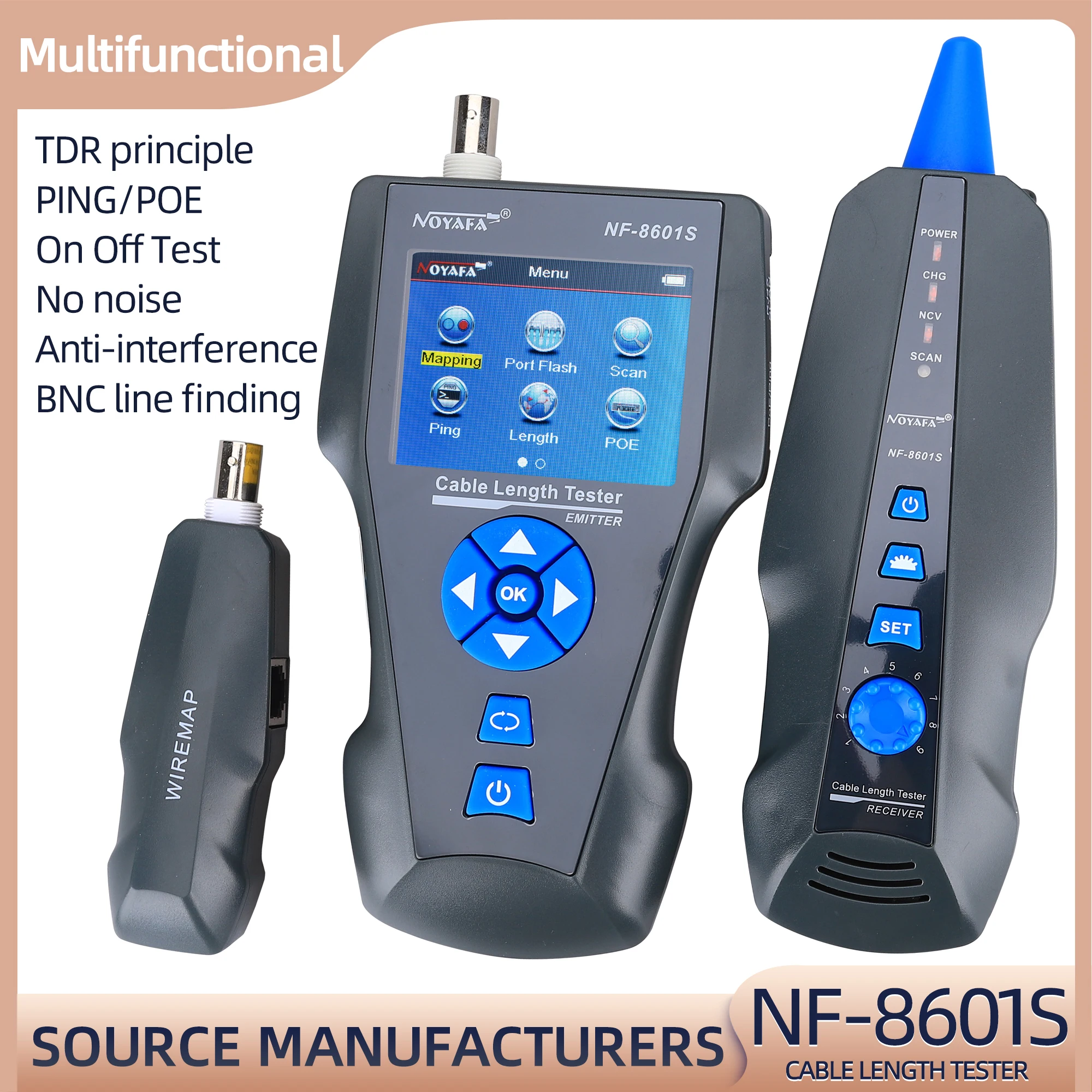 NF-8601S-Network-Cable-Tester-Multifunction-TDR-Length-With-PoE-PING ...