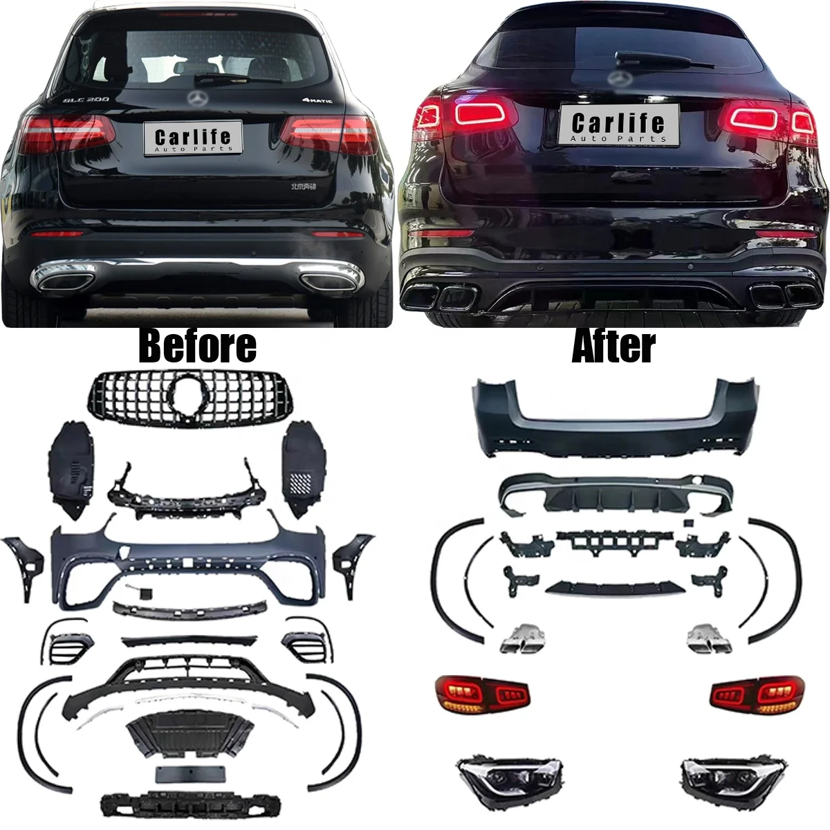 Car-body-kit-for-Mercedes-benz-GLC-X253-GLC200-GLC250-GLC300-2015-2016 ...