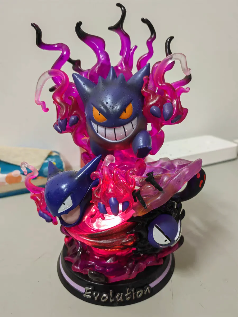 Figura de Anime Pokémon Gk Gengar de 26 cm con evolución de luz, figura ...