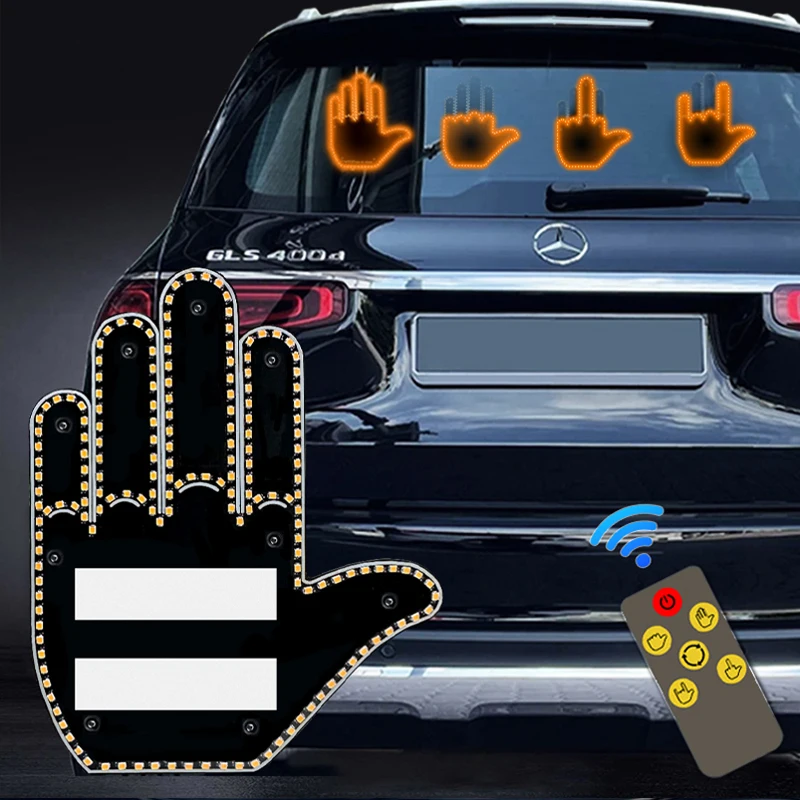 LED-Car-Finger-Light-with-Remote-Road-Rage-Signs-Middle-Gesture-Sticker ...