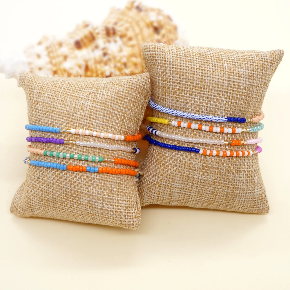 Multi Color Beads Bracelets Colorful Beaded Bracelet With Stainless ...