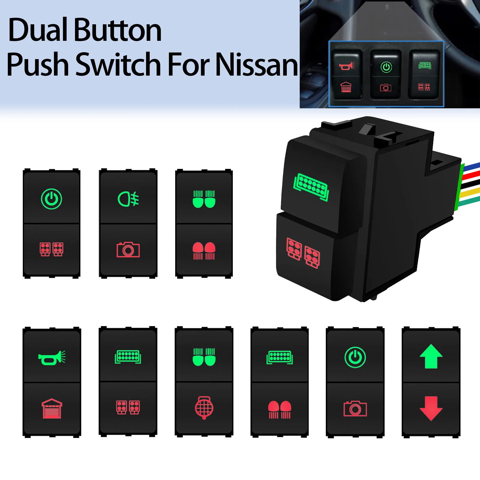 12V Dual Push Button Switch Led Light Bar ON-OFF Garage Momentary ...
