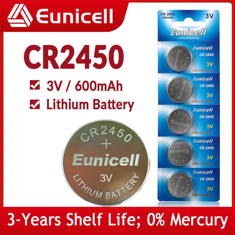 Eunicell CR2450 Watch Buttom Battery KCR2450 5029LC LM2450 DL2450 ECR2450 BR2450 CR 2450 3V ...