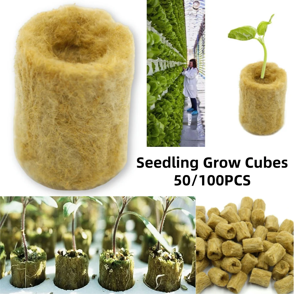 50-100pcs-Single-Hole-Grow-Media-Plug-Starter-Cubes-Rock-Wool-Plant ...