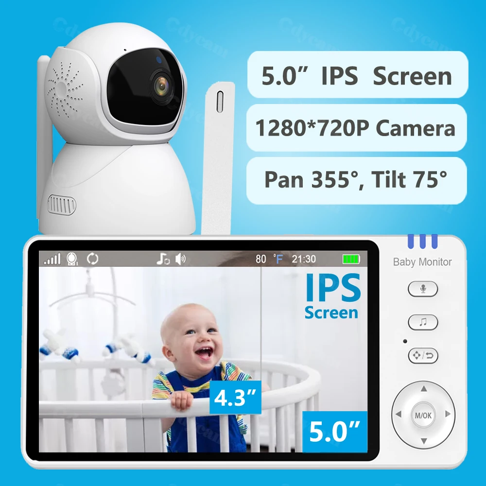 5-Inch-IPS-Screen-Baby-Monitor-With-Camera-3500mAh-Battery-Electronic ...