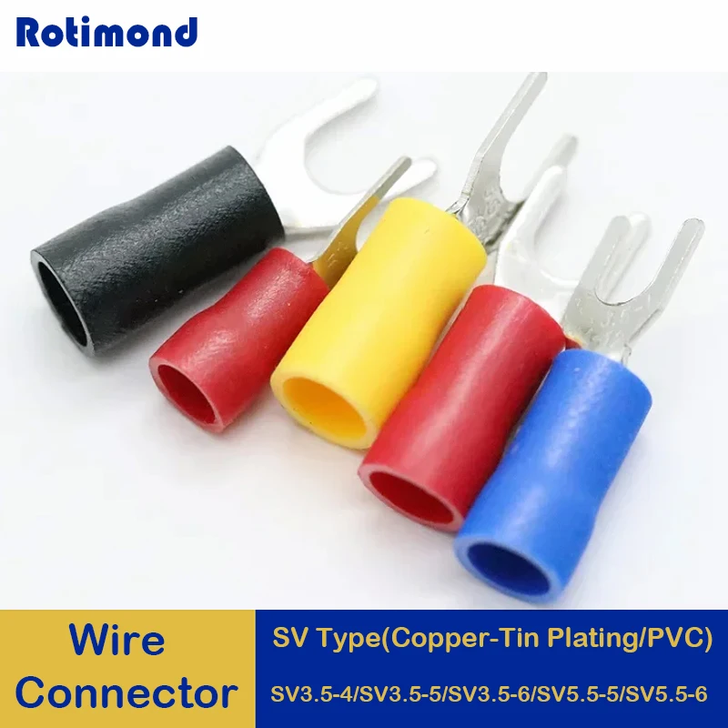 20pcs-SV-Type-Wire-Spring-Terminal-SV3-5-SV5-5-Fork-U-Y-PVC-Insulate ...