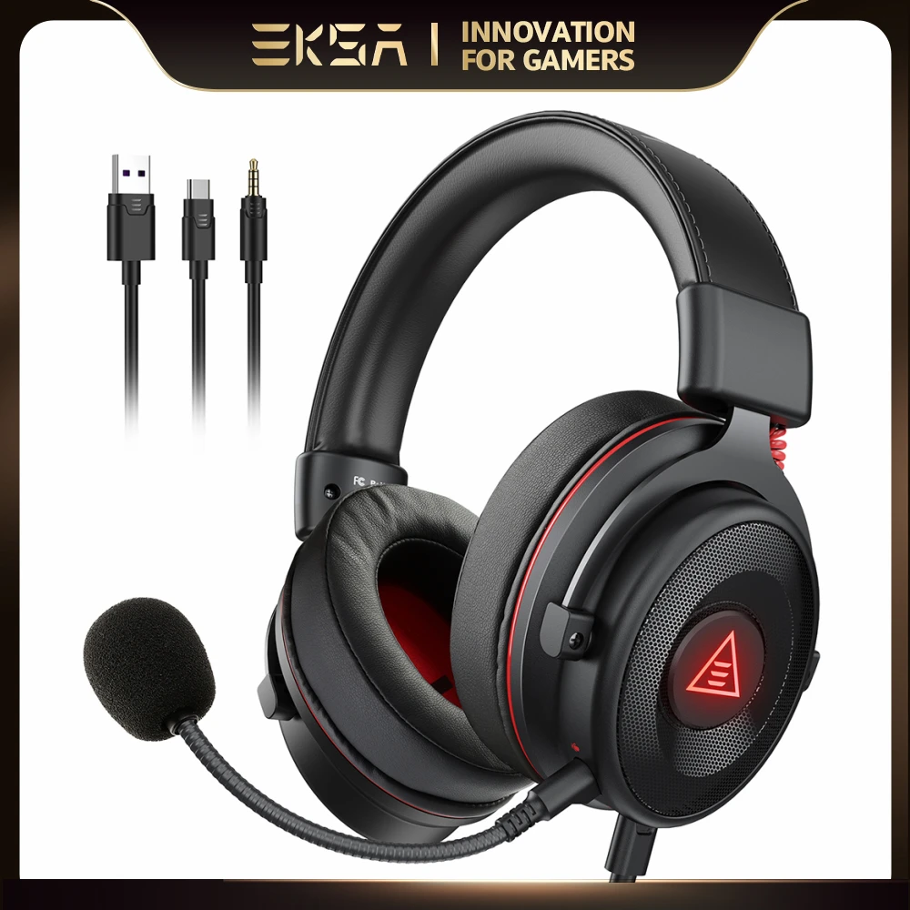EKSA 3in1 Gaming Headset Gamer Wired Headphones for PC/Xbox/PS4/PS5 7.1 ...