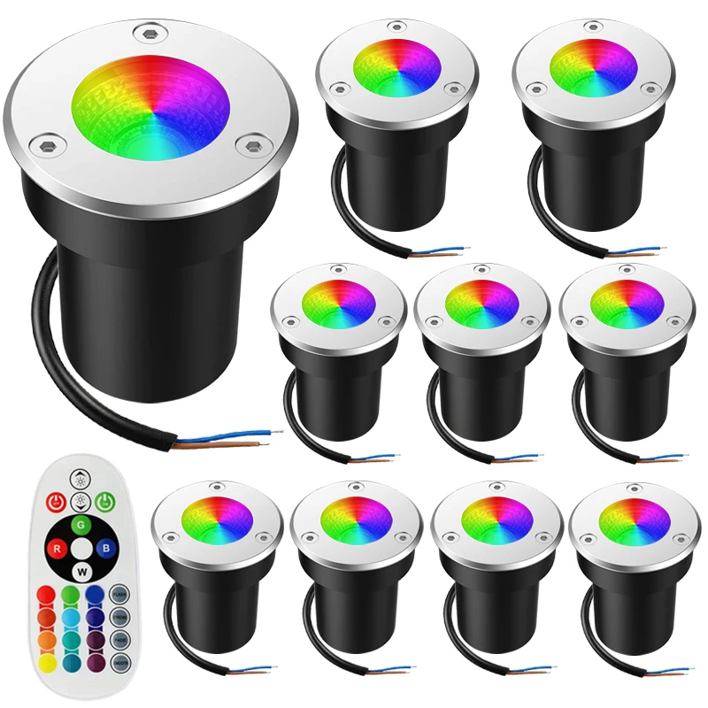 10-Pack-RGB-Warm-White-Landscape-Lights-LED-Underground-Light-6W-12V-In ...