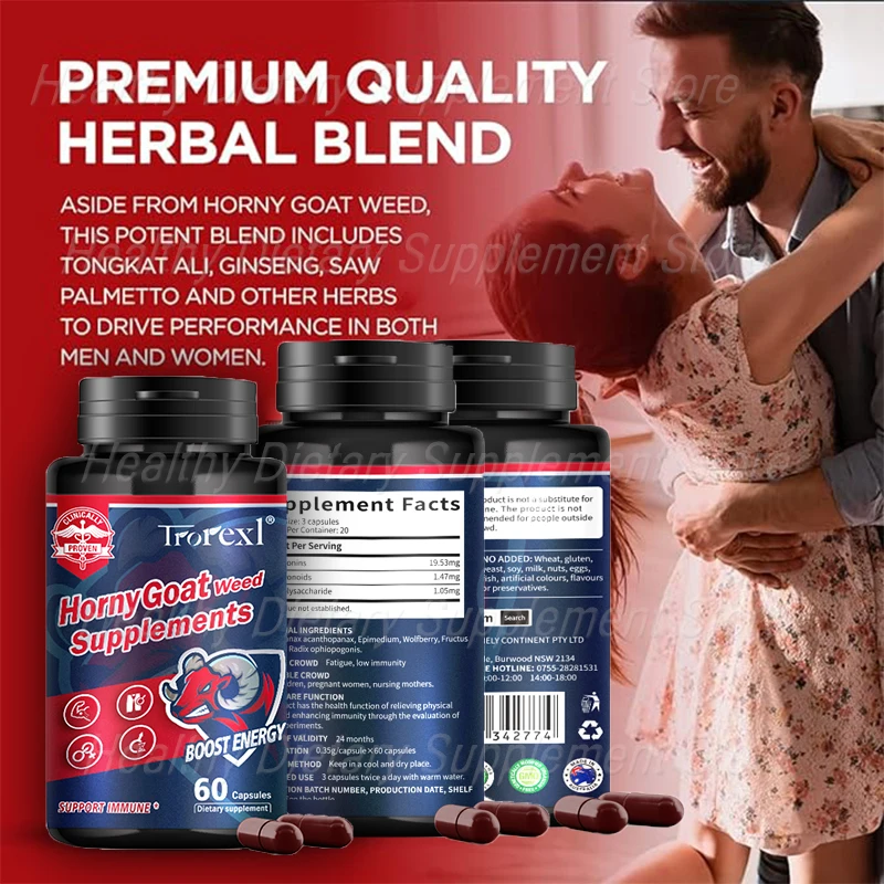 Horny Goat Weed for Men & Women Epimedium Capsules 10X Strength Icariin ...