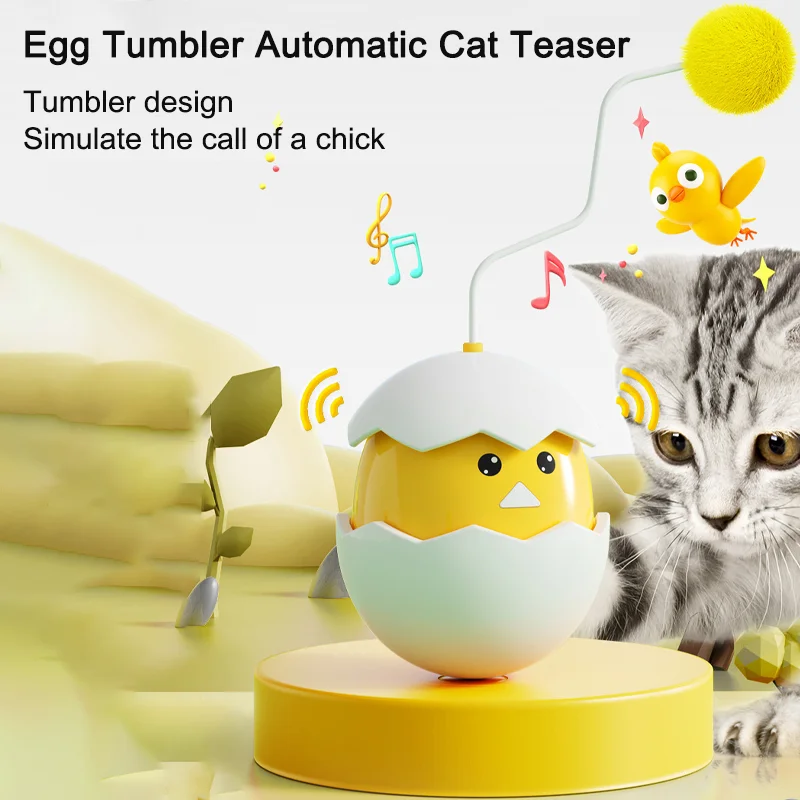 Funny Cute Cat Teasing Toy Chicken Egg Shape: Does This Egg Cat Toy ...