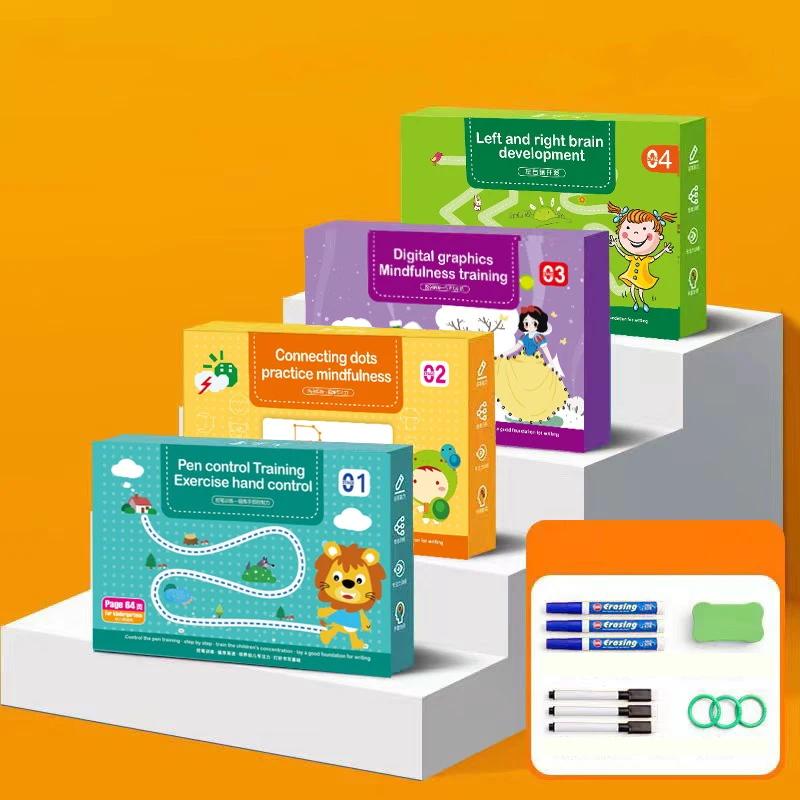 136Page-Children-Montessori-Drawing-Toy-Pen-Control-Training-Color ...