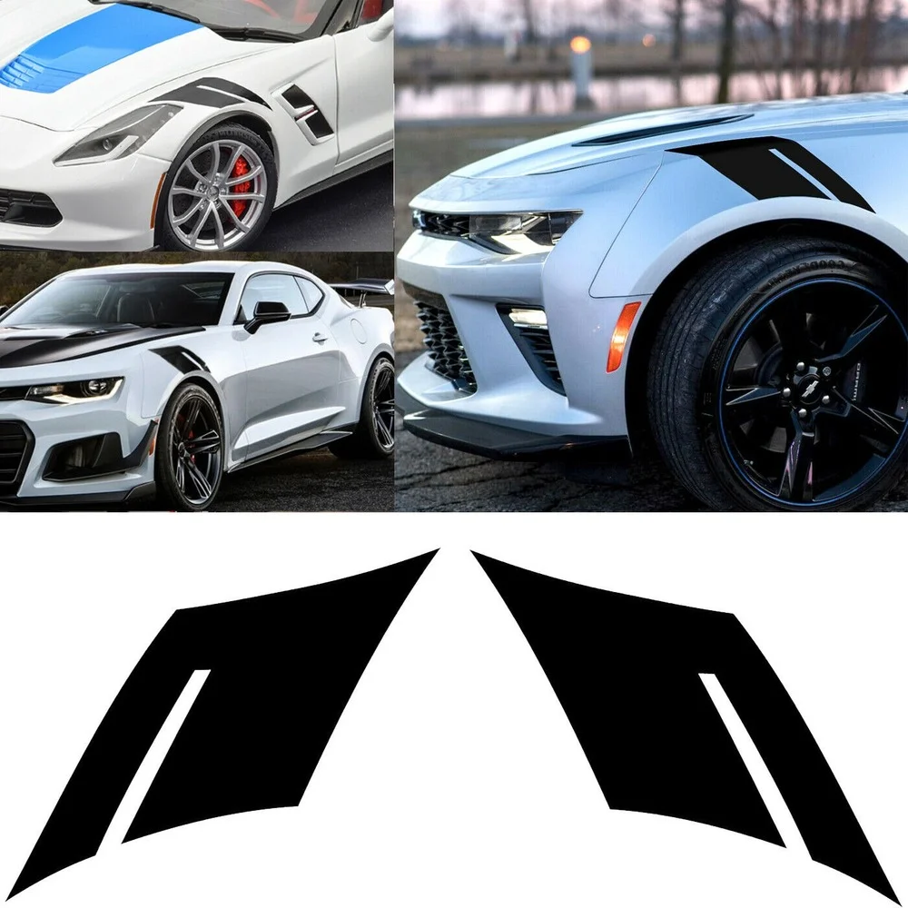 2pcs Glossy Side Fender Hash Marks Stripe Decals Stickers For Chevy ...