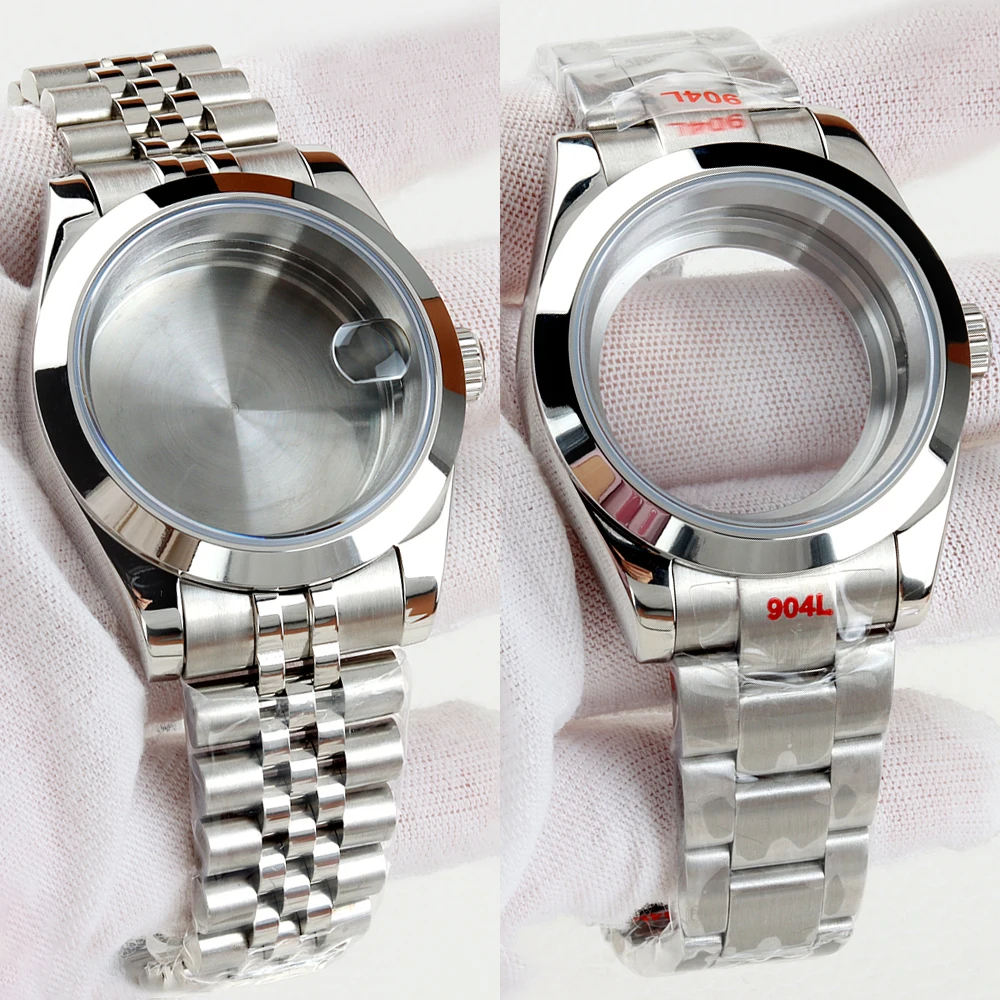 36mm/39mm NH35 Case Silver Soild Stainless steel Sapphire Glass ...
