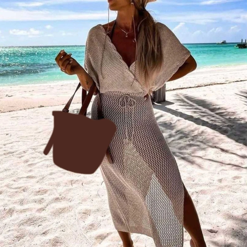 Women Sexy Swimsuit Sunscreens Cover Ups Short Sleeve Tunic Swimwear ...