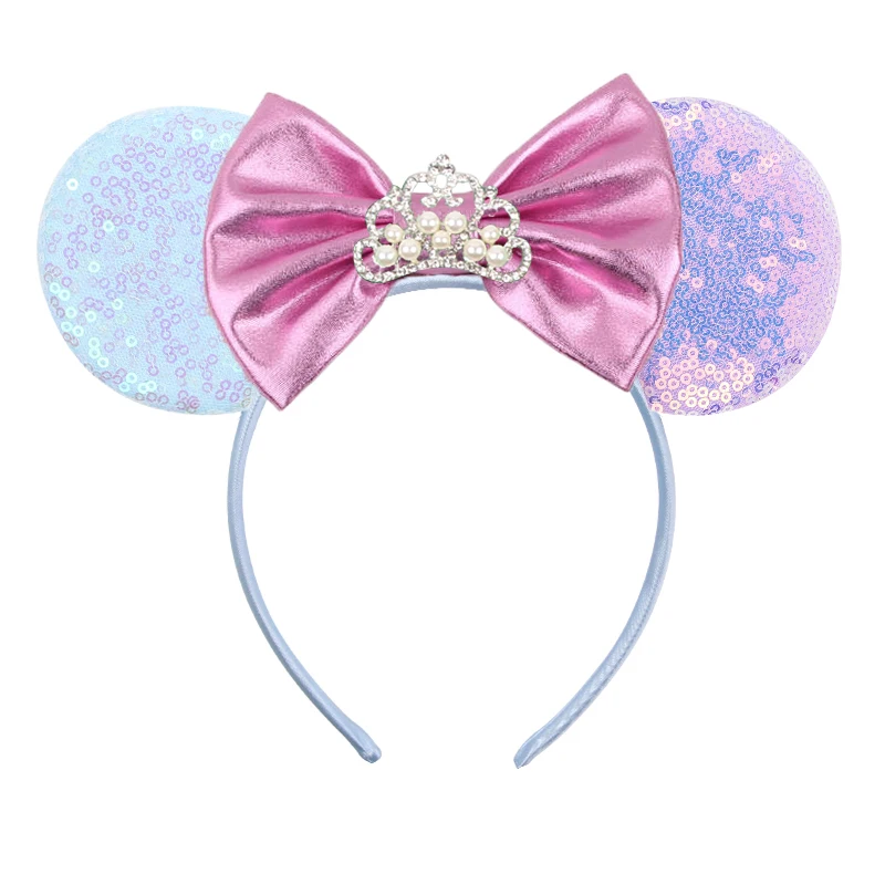 Disney-Princess-Crown-Mouse-Ears-Headband-Sequins-Bow-Hairband-For ...