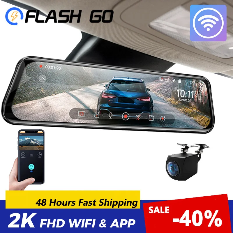 Car Dvr Wifi 3 In 1 Rear View Mirror Recorder Fhd Video 10 Inch Dash ...
