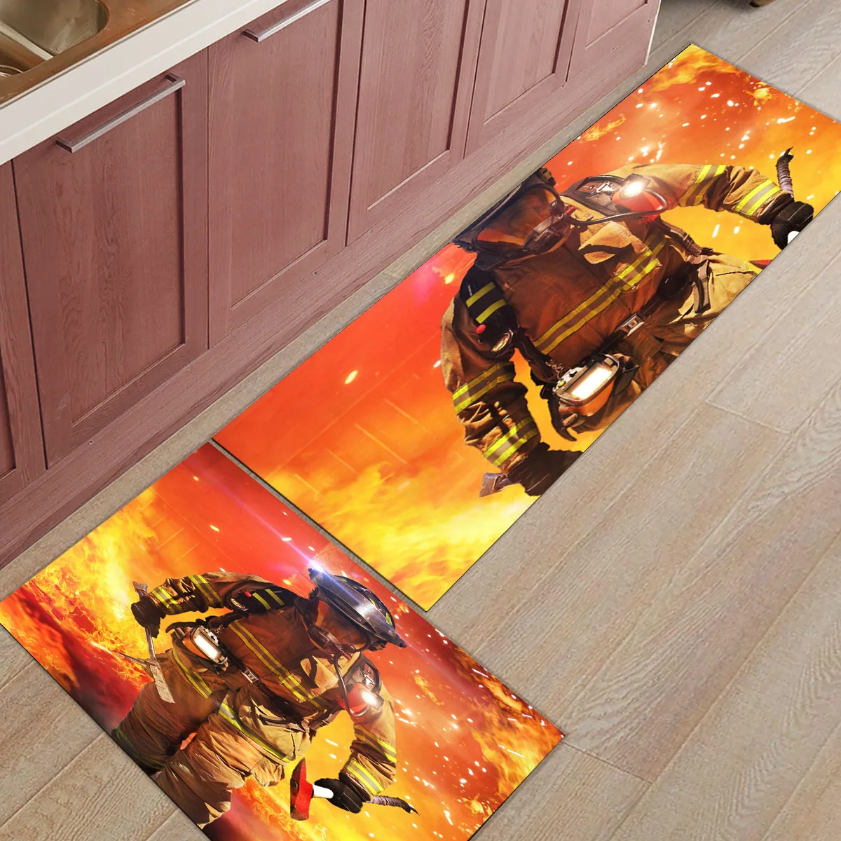 Herramienta de bombero, Alfombra de llama para cocina, entrada del ...