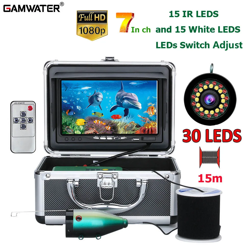 GAMWATER HD 7 inch Fish Finder 1080P 15M/30M Camera For Ice Fishing ...