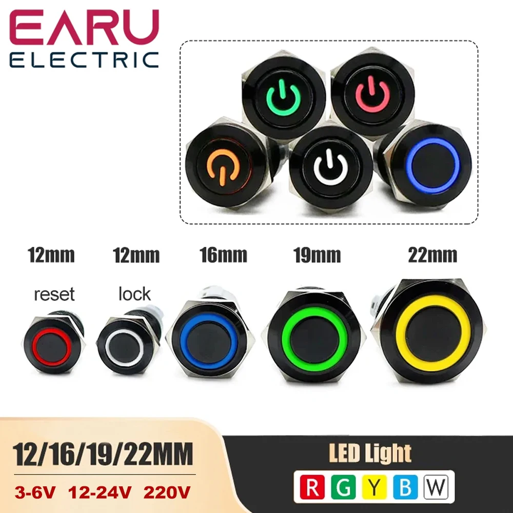 12-16-19-22mm-Waterproof-Metal-Push-Oxidized-Black-Button-Switch ...