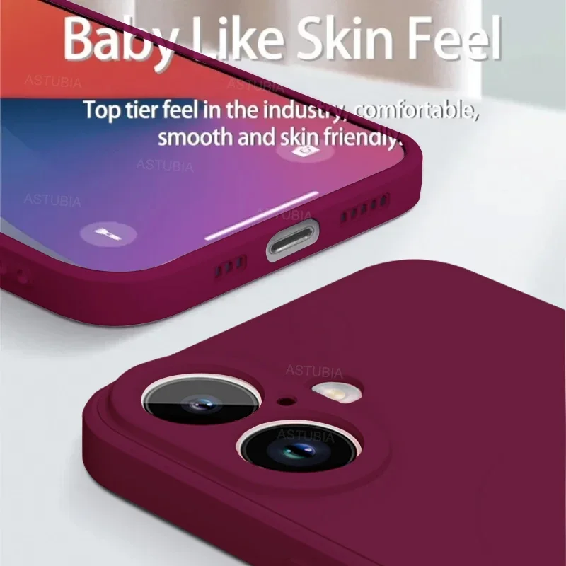 Premium Solid Color Liquid Silicone Shockproof Soft Phone Case for ...