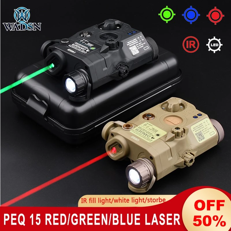 Wadsn Airsoft Basic An Peq-15 Green Ir Laser White Light Battery Box Toy Tactical Flashlight ...