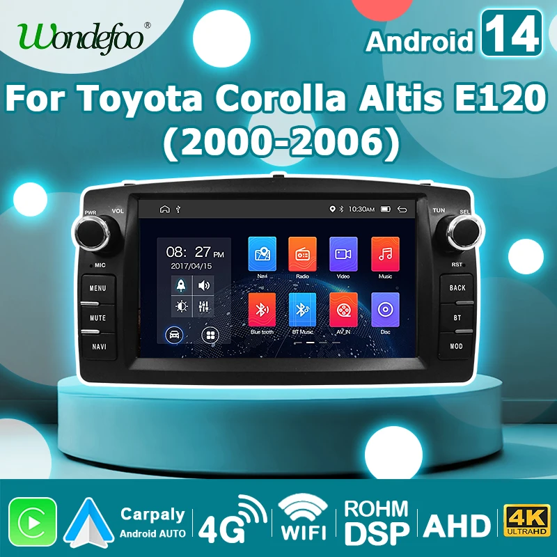 Radio-de-coche-2-DIN-CarPlay-Android-14-para-Toyota-Corolla-Altis-E120 ...