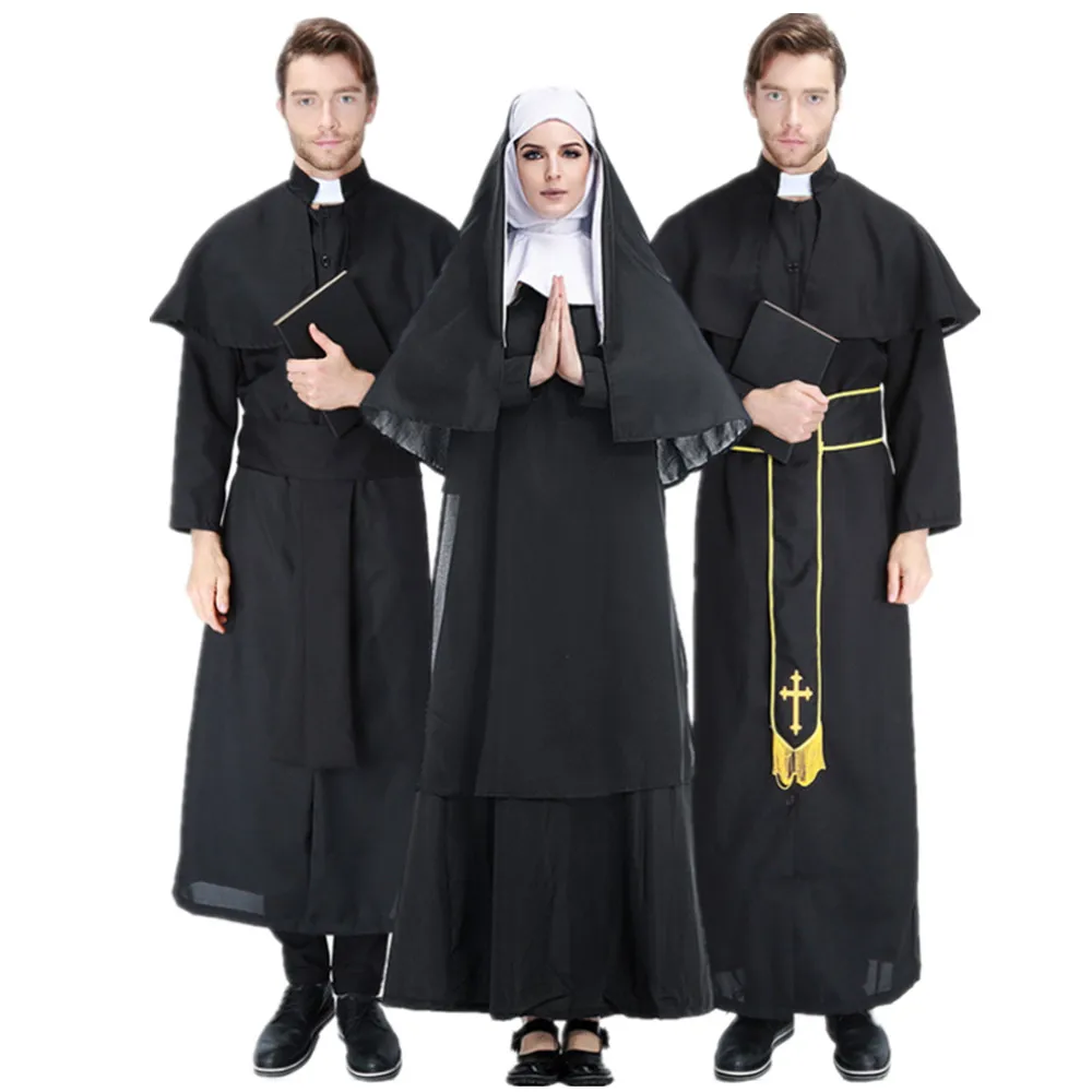 Adult Religious Pious Priest Nun Costume Christian Missionary Cosplay
