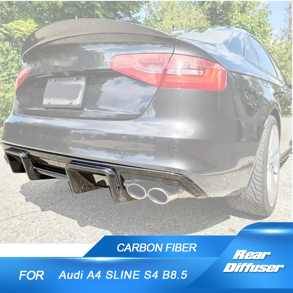 Carbon-Fiber-Car-Rear-Bumper-Diffuser-Lip-Spoiler-for-Audi-S4-B8-5 ...
